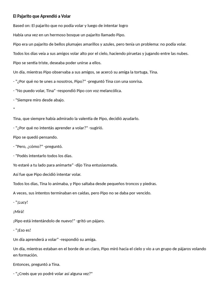El Pajarito que Aprendió a Volar | PDF