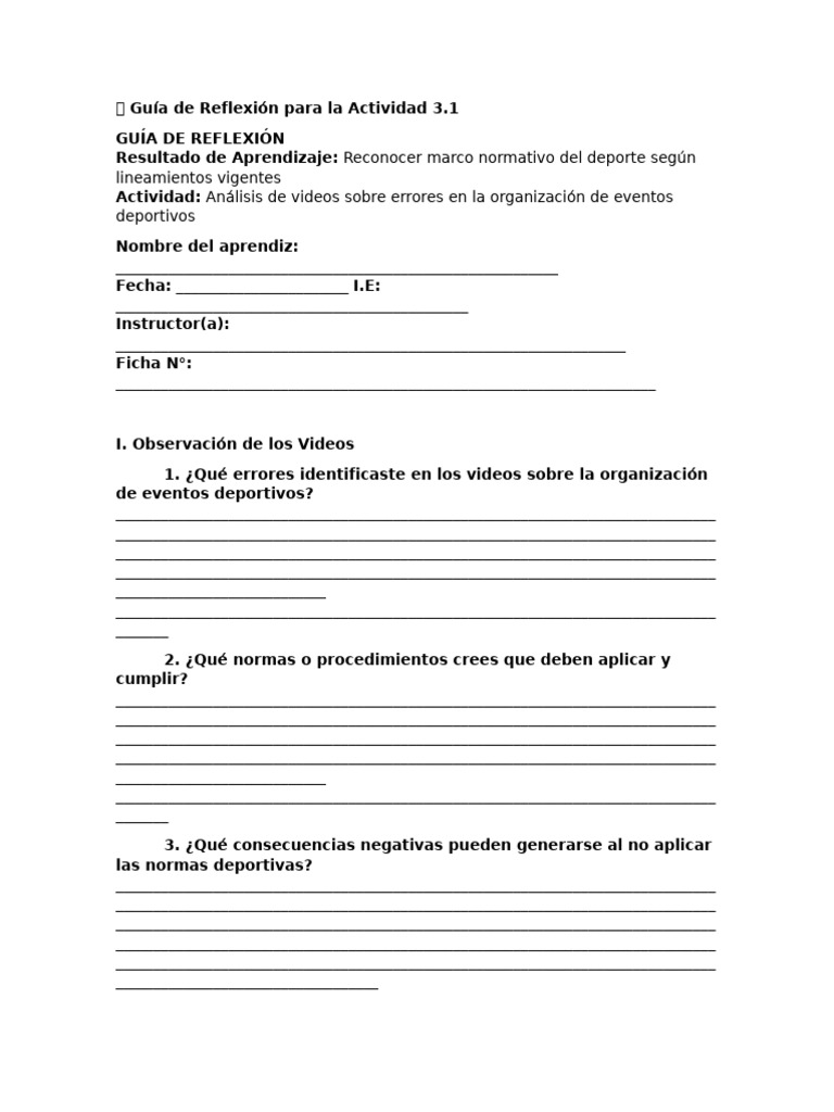 Errores en Eventos Deportivos: Reflexión | PDF