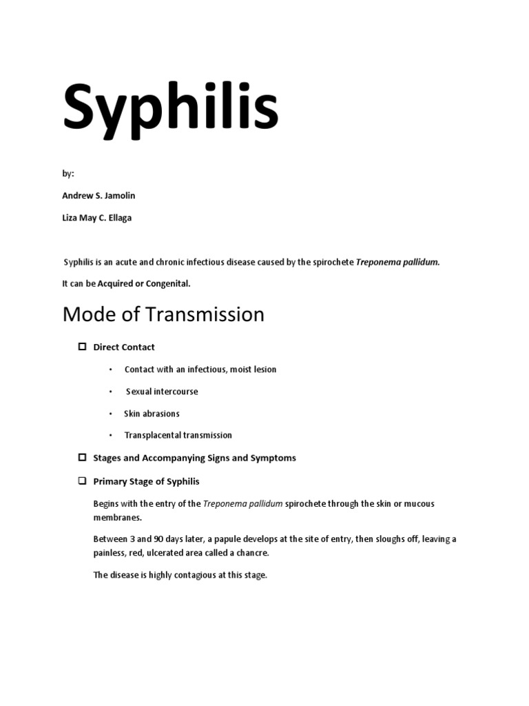 Syphilis | Infection | Public Health