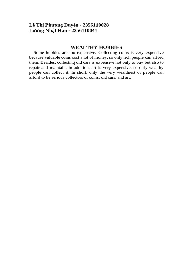Wealthy Hobbies | PDF