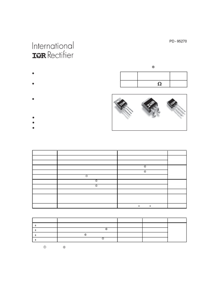 IRL7833 Power MOSFET Datasheet | PDF | Diode | Electronics