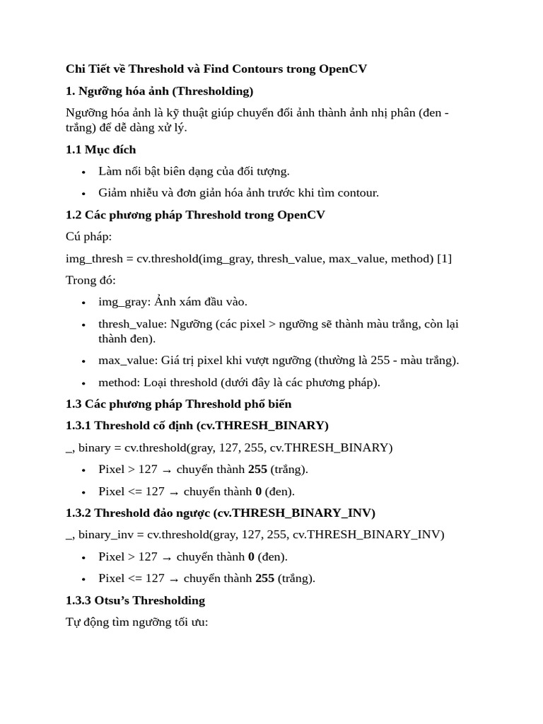 Chi Tiết Về Threshold Và Find Contours Trong OpenCV | PDF