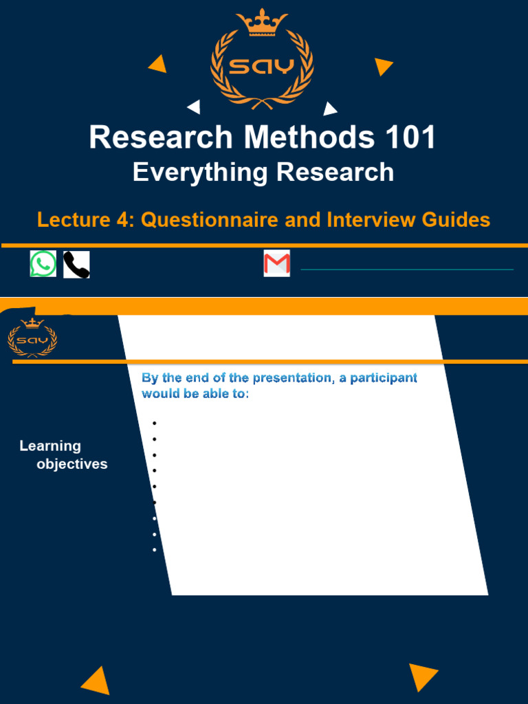 Research Methods 101 - L4 Questionnaire and Interview Guides | PDF ...