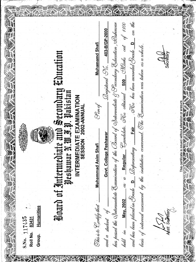 Asim Certificate | PDF