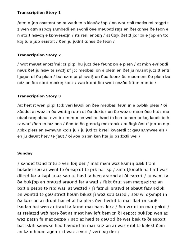Key Transcription 1, 2, 3 and Sunday | PDF