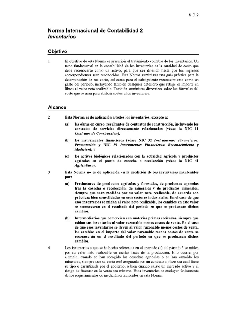 NIC 2 Inventarios | PDF