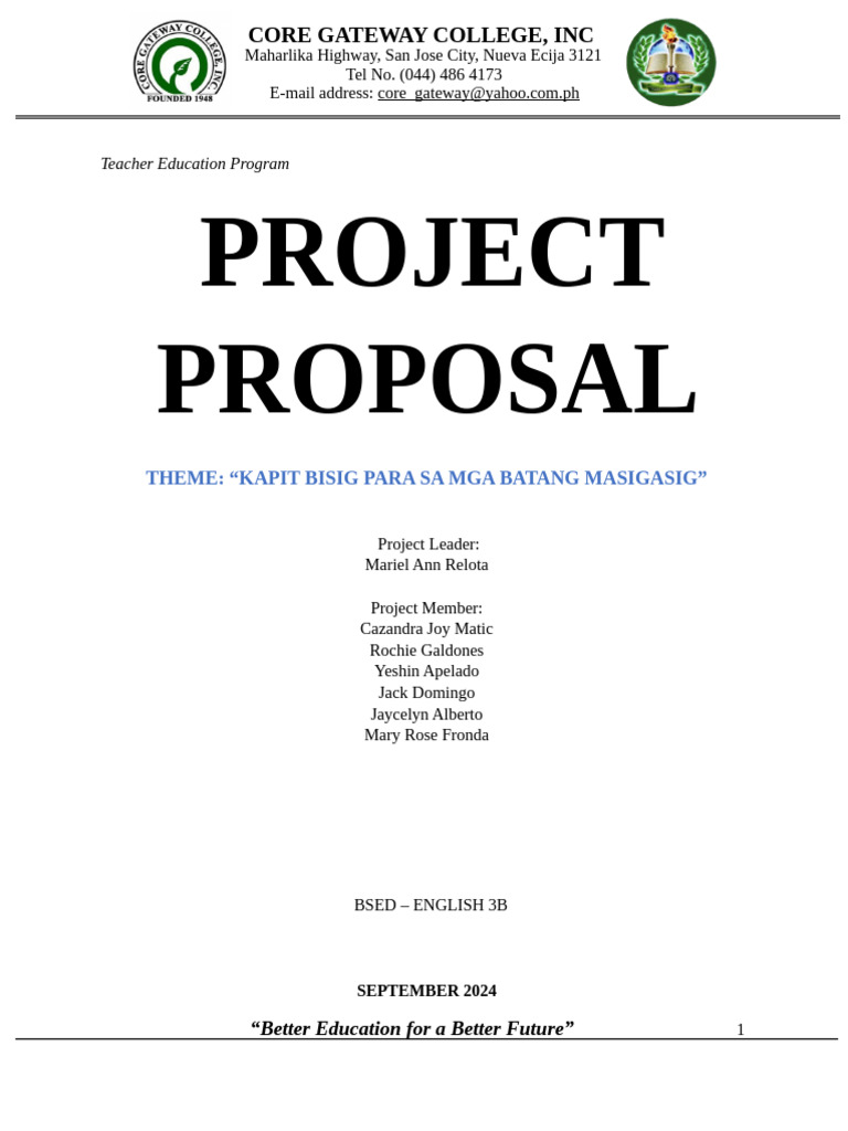 Eng-3b - Project Proposal - Group 2 . L | PDF | Reading Comprehension ...