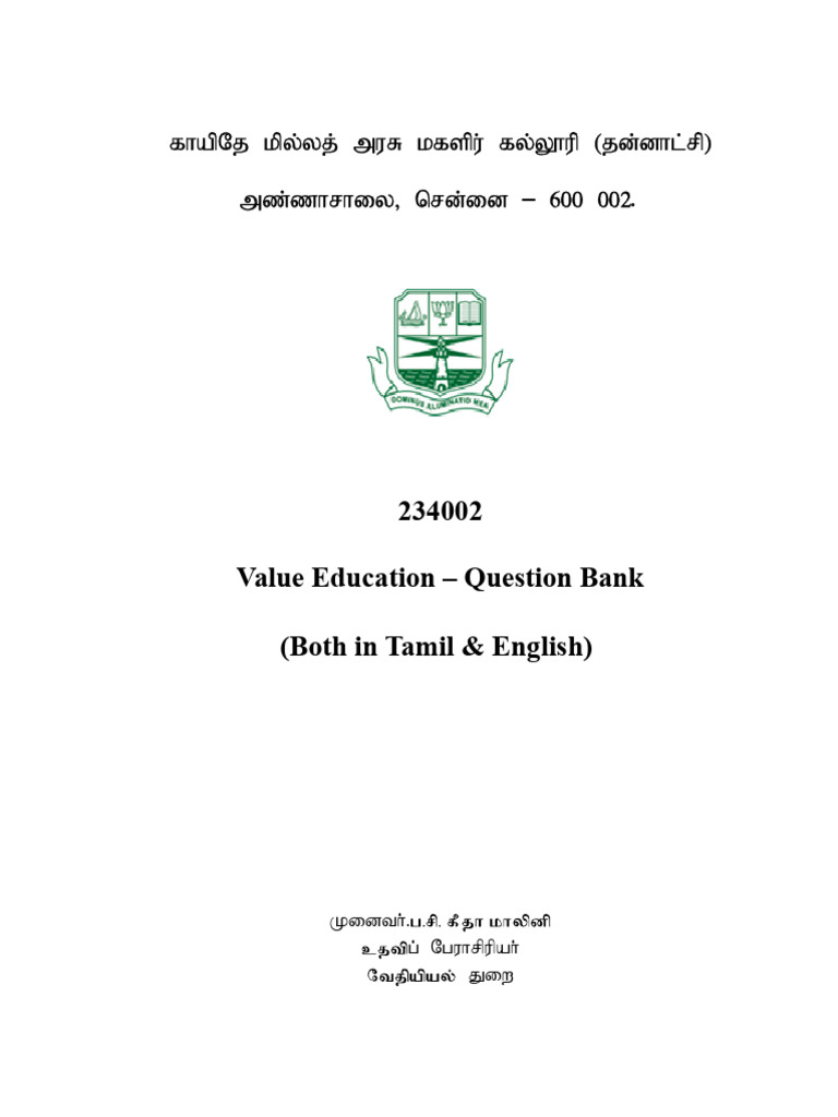 Value Education Question Bank | PDF