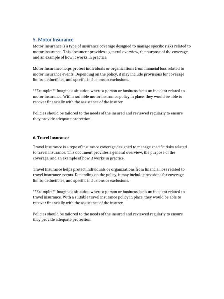 03 Motor and Travel Insurance | PDF