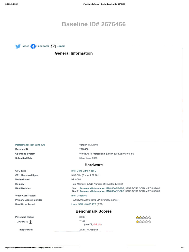 PassMark Software - Display Baseline ID# 2676466 | PDF | Random Access ...