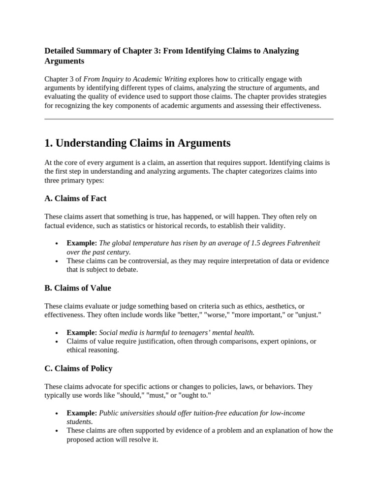 Detailed Summary of Chapter 3 | PDF | Argument | Critical Thinking