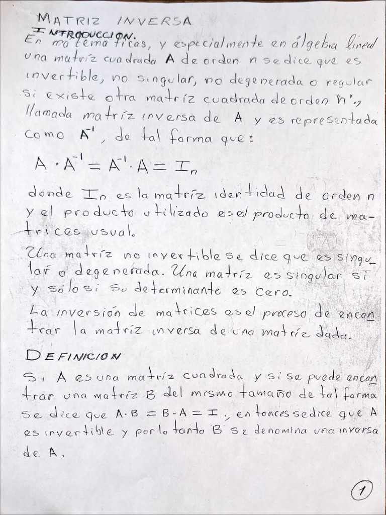 Matriz Inversa | PDF