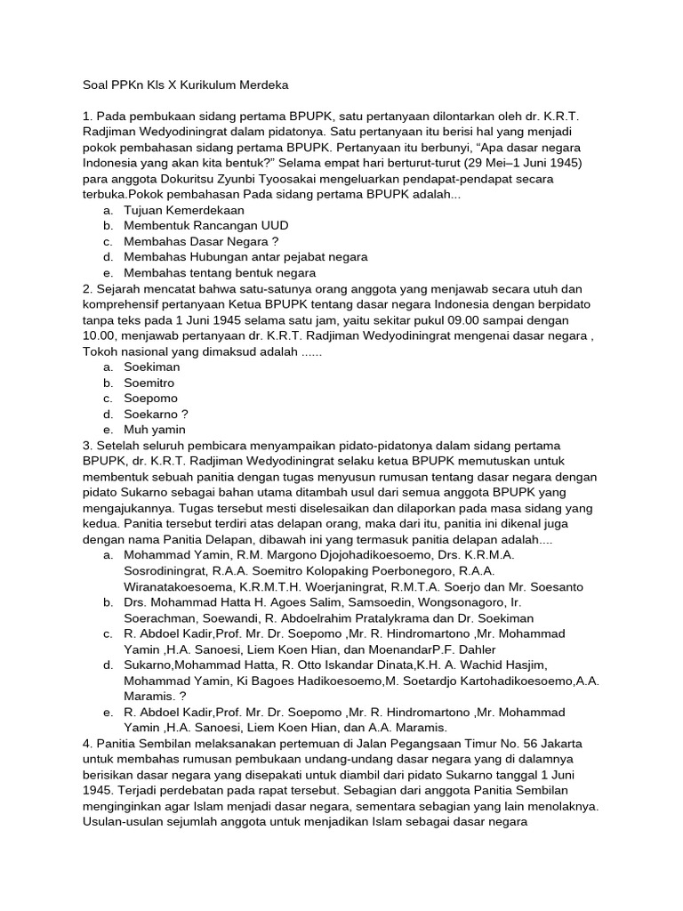 Soal PPKN X | PDF
