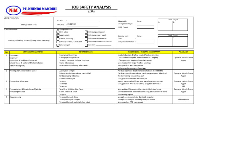 JSA Loading Unloading Material | PDF