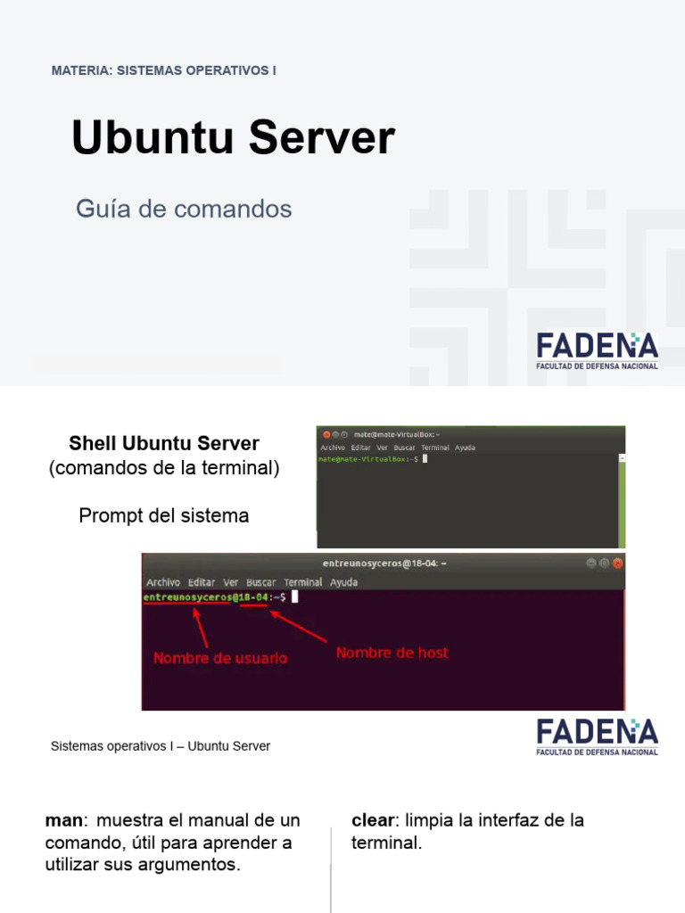 FADENA - SO - Presentación Semana 9 - Comandos Linux | PDF | Archivo de computadora | Sudo