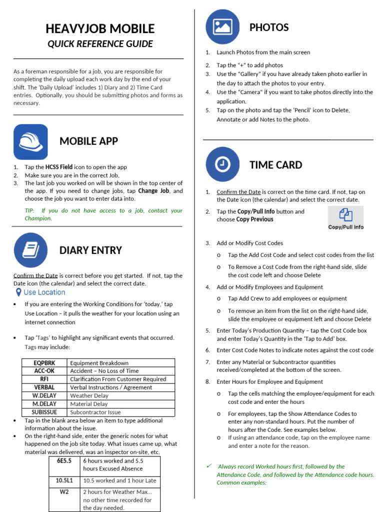 HeavyJob Mobile Cheat Sheet - Simple | PDF | Software | Computing