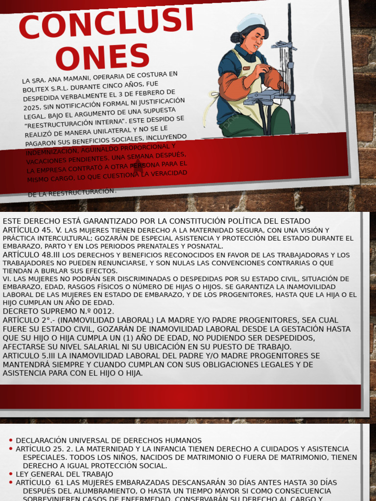 Despido injustificado de Ana Mamani en Bolitex | PDF | El embarazo ...