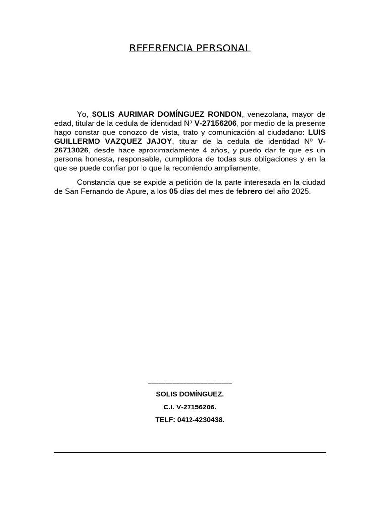 Referencia Personal | PDF