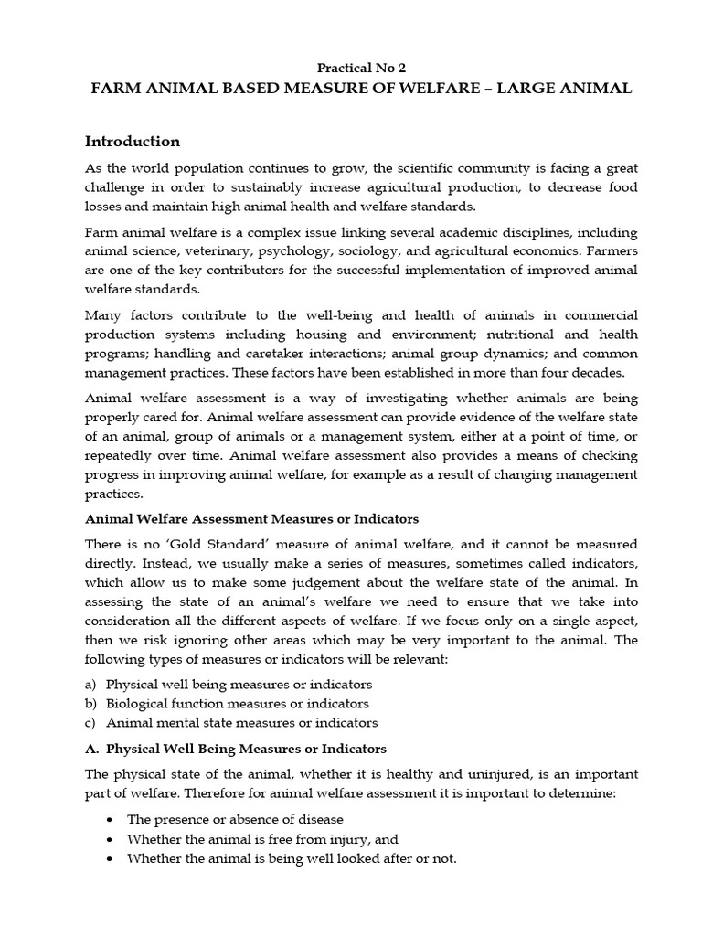 2_farm Animal Based Measure of Welfare - Large Animal | PDF | Dairy ...