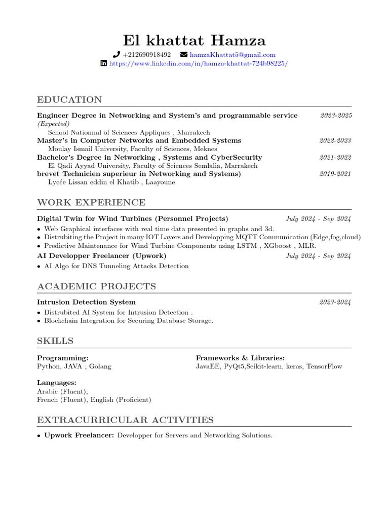 CV Hamza Khattat ML | PDF