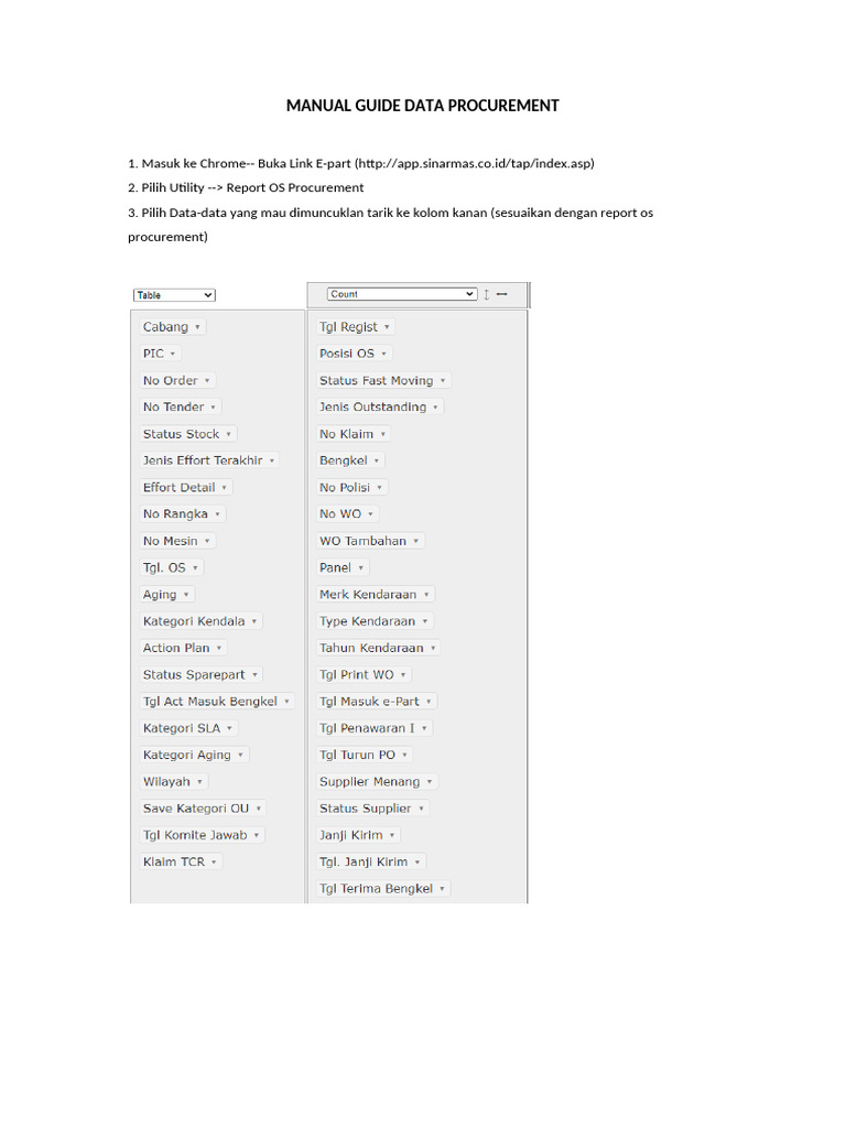 Manual Guide Tarik Data Procurement | PDF
