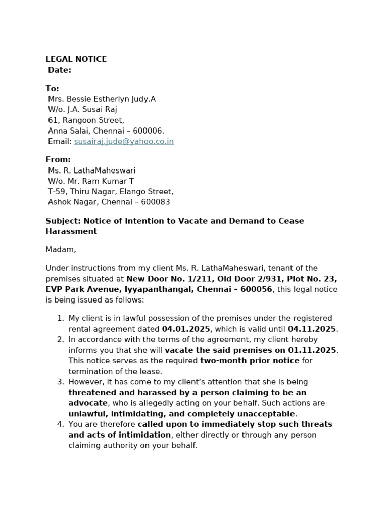 Latha Legal Notice | PDF