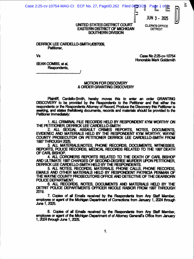Motion For Discovery and Order Granting Discovery 06032025 | PDF