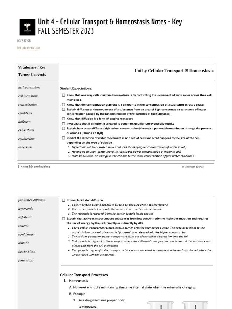 Cellular Transport & Homeostasis Overview | PDF | Cell Membrane | Osmosis