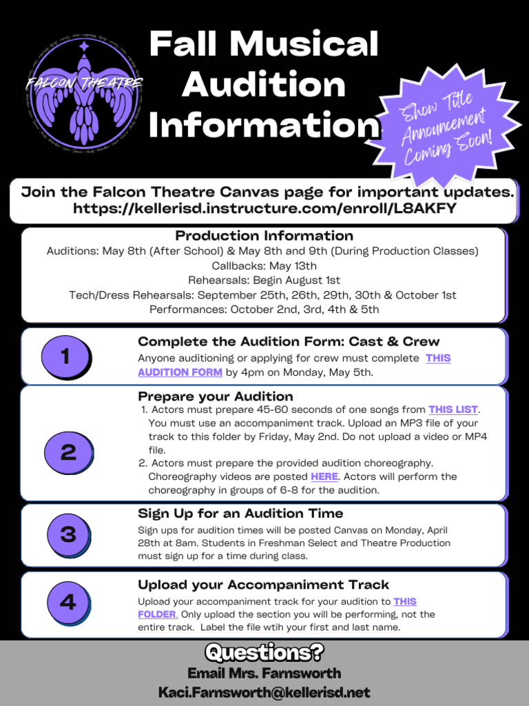 Fall Musical Audition Details 2023 | PDF | Audition | Performing Arts