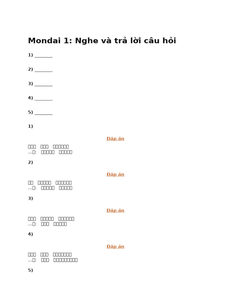 Script Luyen Nghe Tieng Nhat n5 Bai 5 | PDF