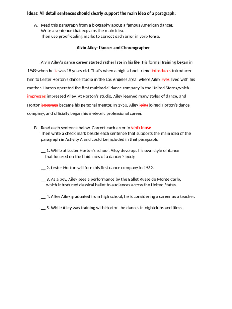 Alvin Ailey Writing HW 0417 | PDF