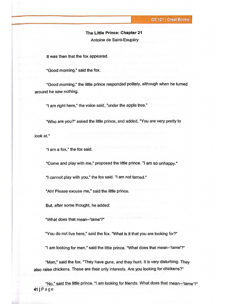 The Little Prince Chapter 21 | PDF