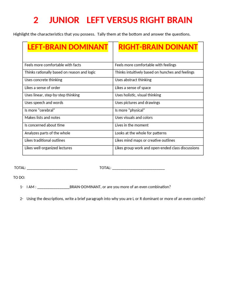 2 J Left Versus Right Brain | PDF