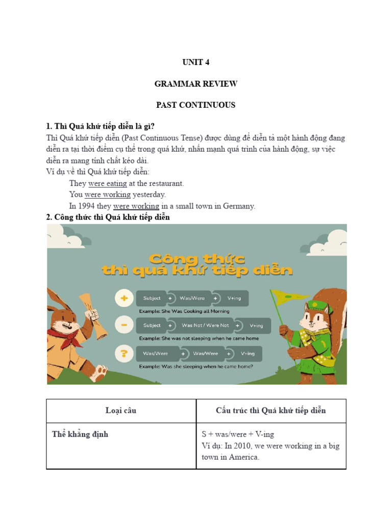 UNIT 4 - Past Continuous | PDF