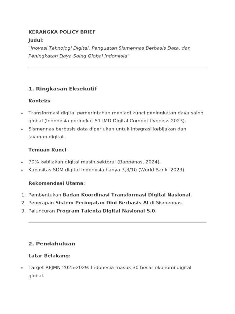 Kerangka Policy Brief Alt 2 | PDF