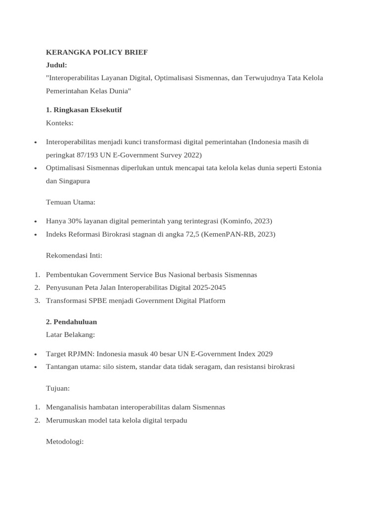 Kerangka Policy Brief Alt 1 | PDF