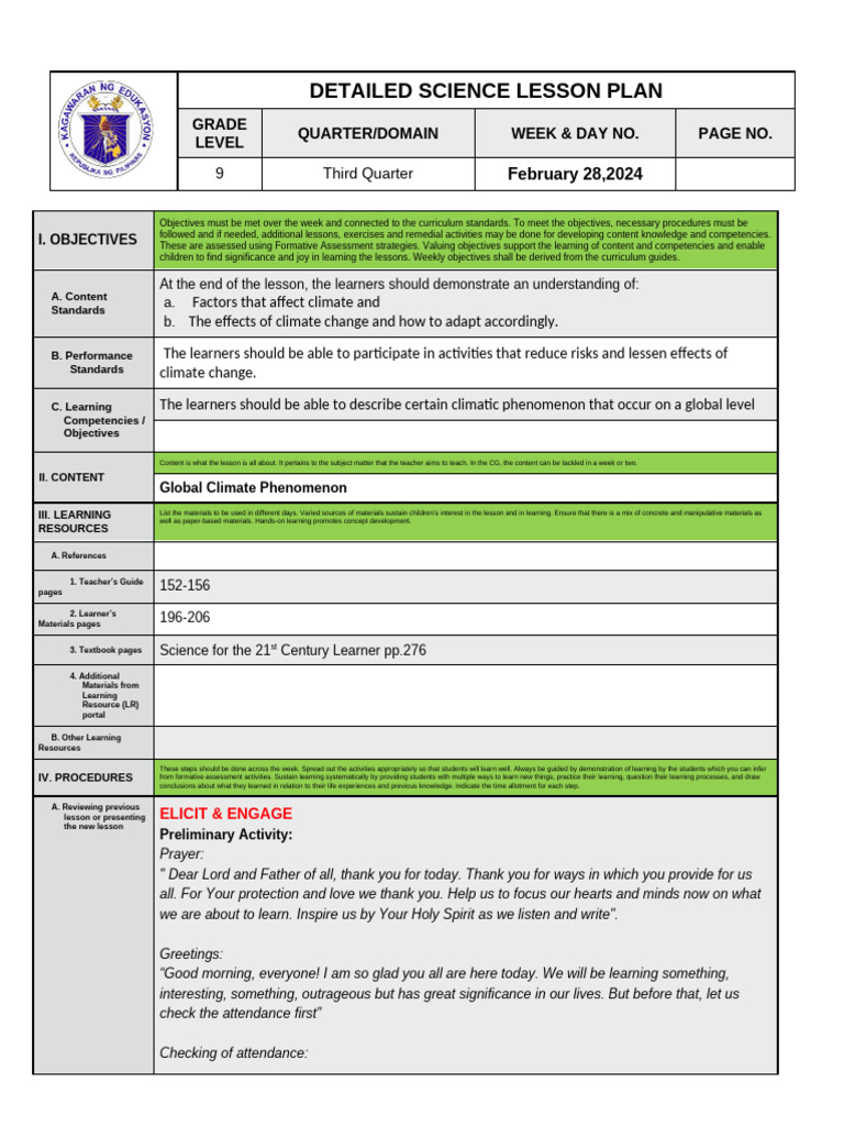Lesson Plan - Climate Change | PDF | Greenhouse Effect | Greenhouse Gas