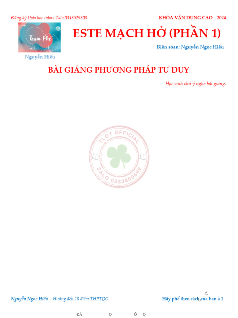 02. Bai Giang Van Dung Cao Este Mach Ho Phan 1 | PDF