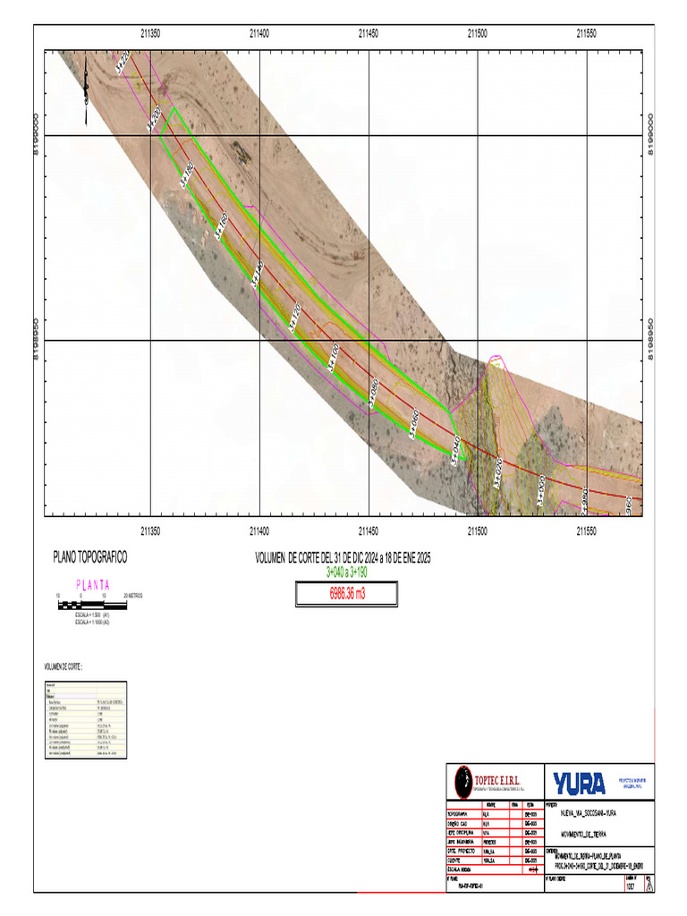 Plano Topografico 18ene2025 - Prog-3+040 3+190 - Compressed | PDF