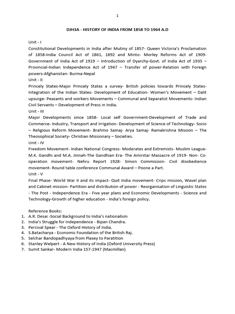 History of India 1858-1964 Overview | PDF | Indian Independence ...