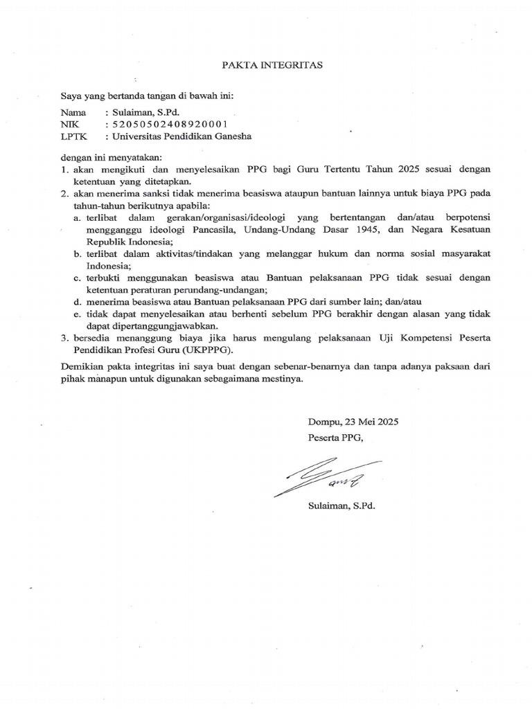 Pakta Integritas-1 | PDF