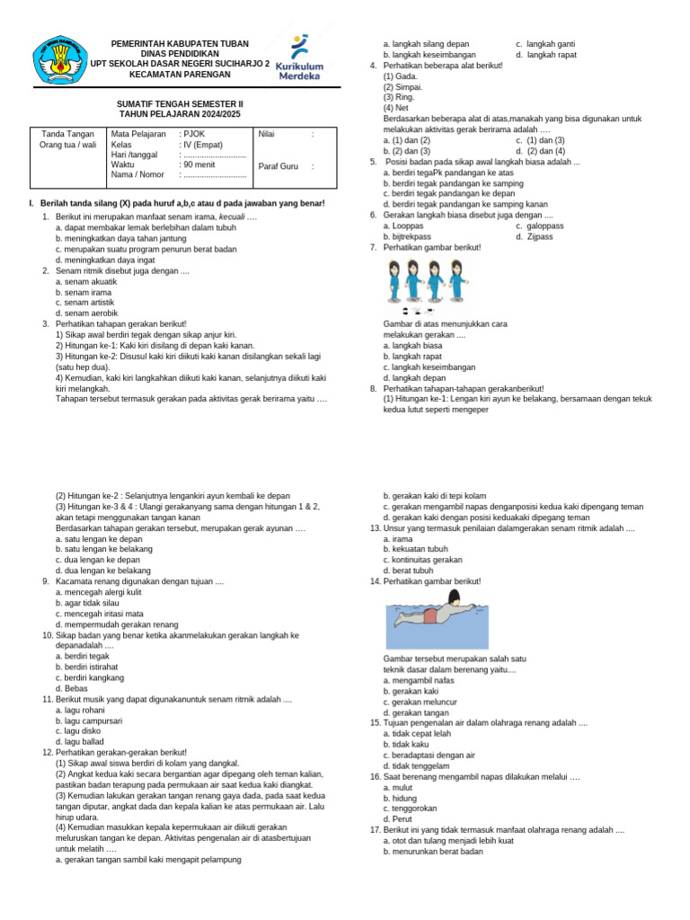 Soal Pts Pjok Kelas 4 Semester 2 | PDF
