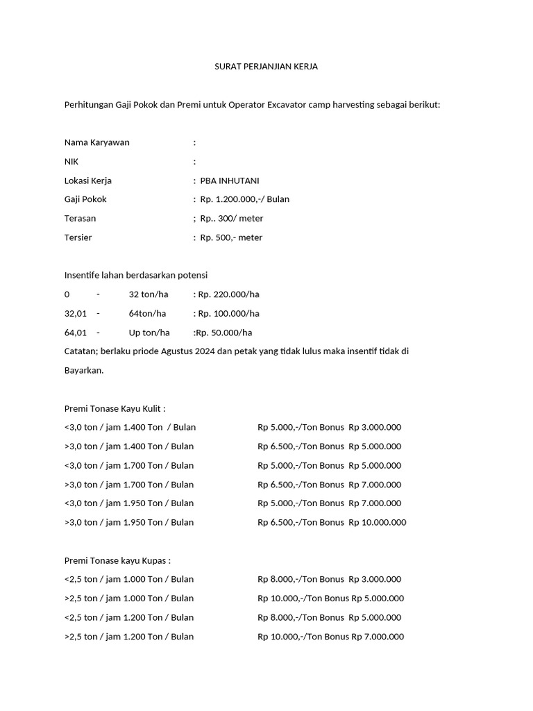 Surat Perjanjian Kerja | PDF