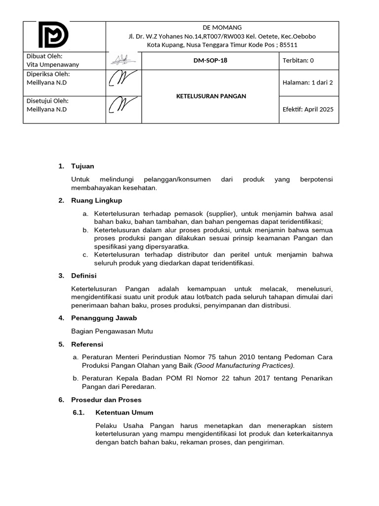 SOP 25 Ketertelusuran | PDF