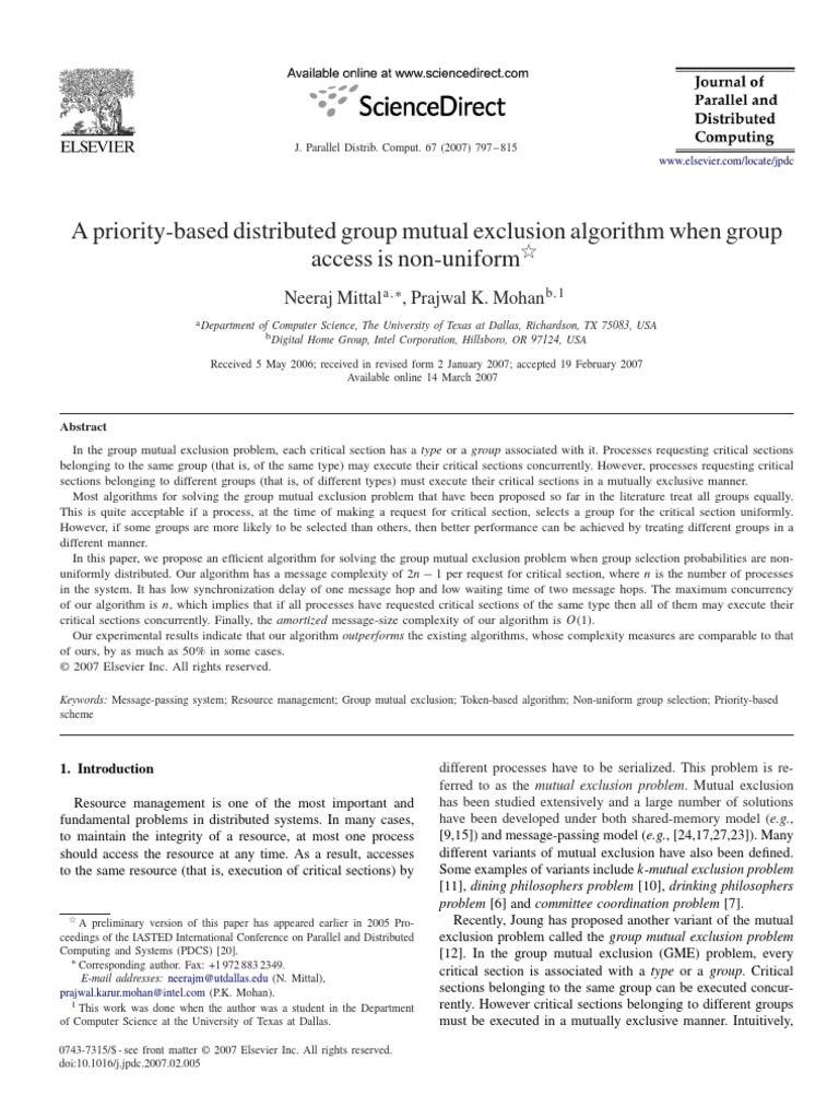 A Priority-Based Distributed Group Mutual Exclusion Algorithm When Group Access Is Non-Uniform ...