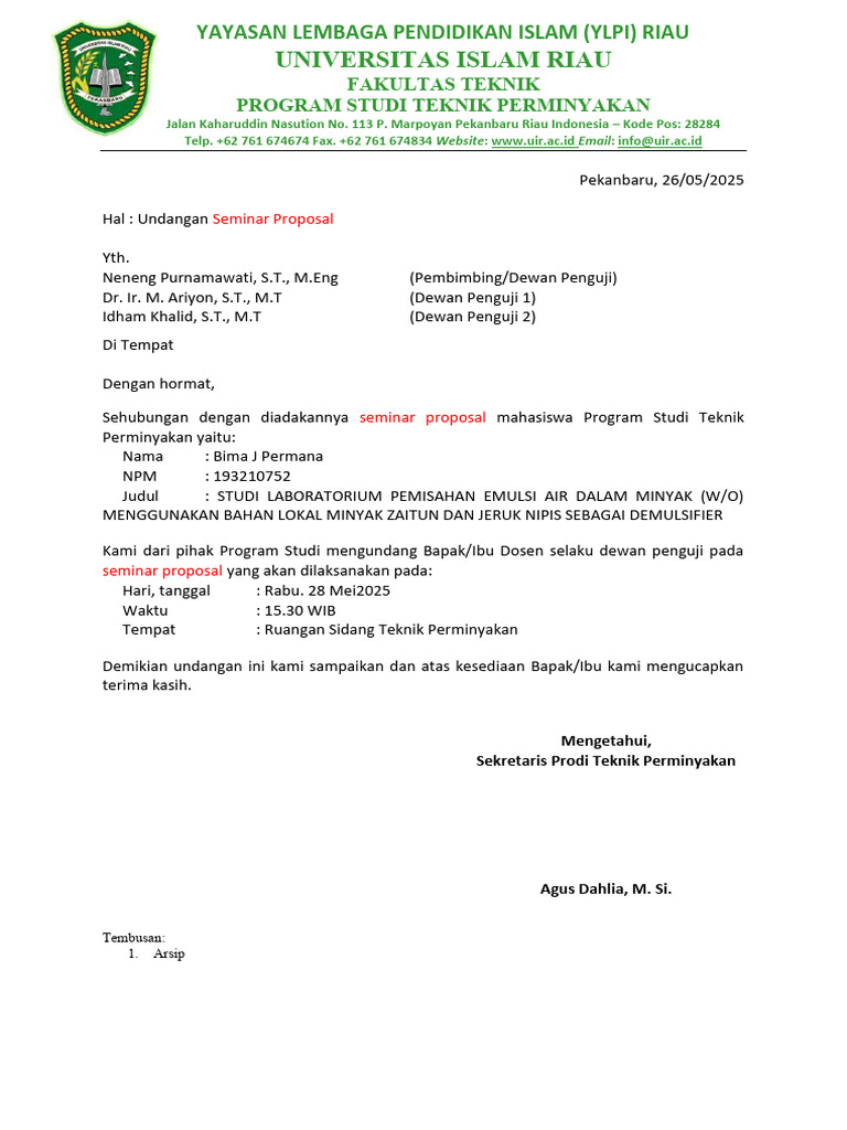 2024 Undangan Sempro-Sidang Bima | PDF