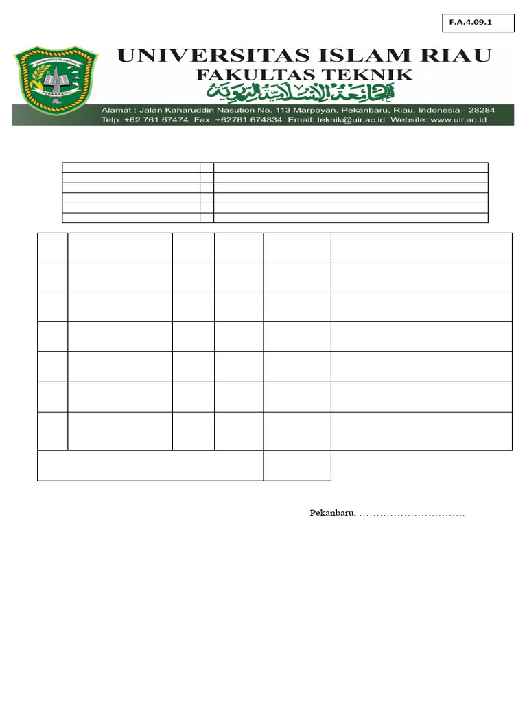 F.a.4.09.1 Formulir Penilaian Sempro | PDF