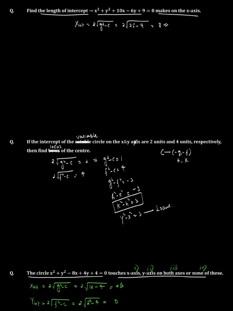 Circle - L-03 (Class Notes) - Practice Problems On Intercept Axis and ...