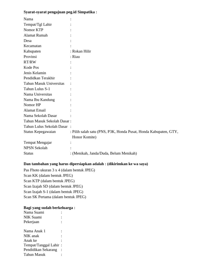 Data Pengajuan Peg - Id Baru | PDF