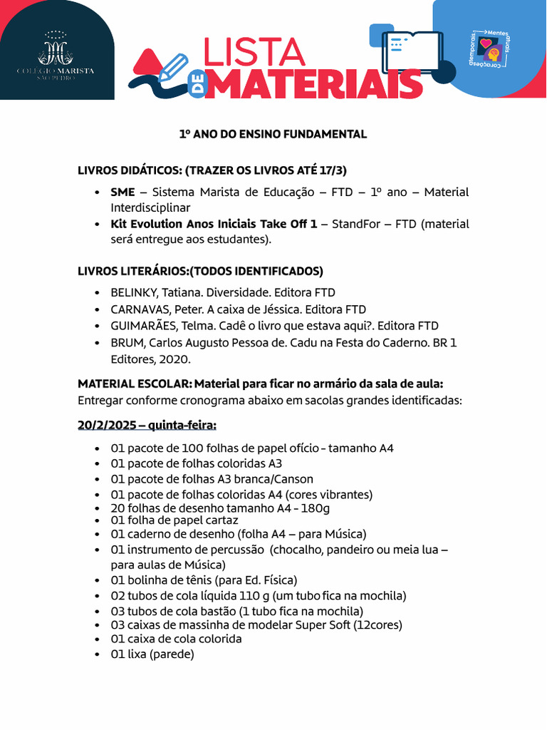 Lista 1° EFAI | PDF
